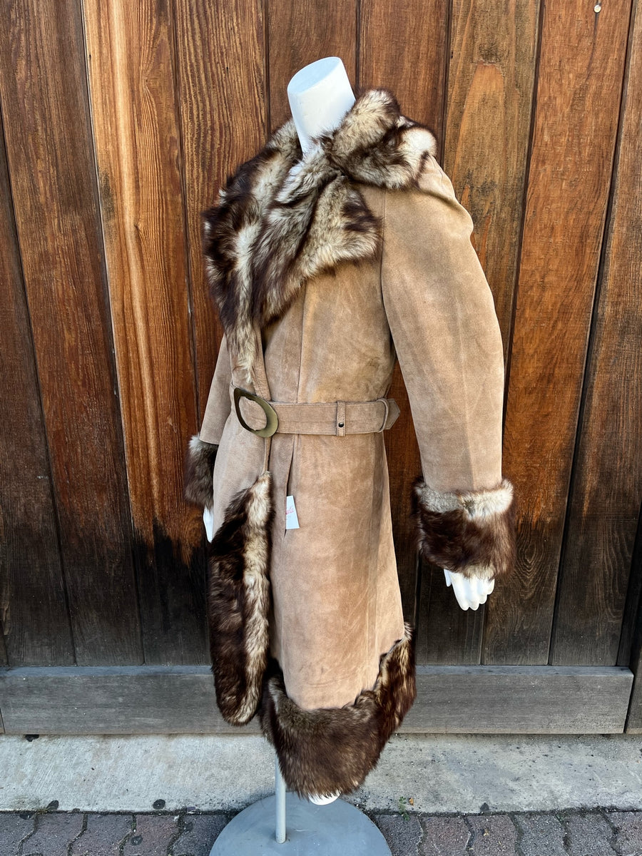 1970s Suede Faux Fur Coat
