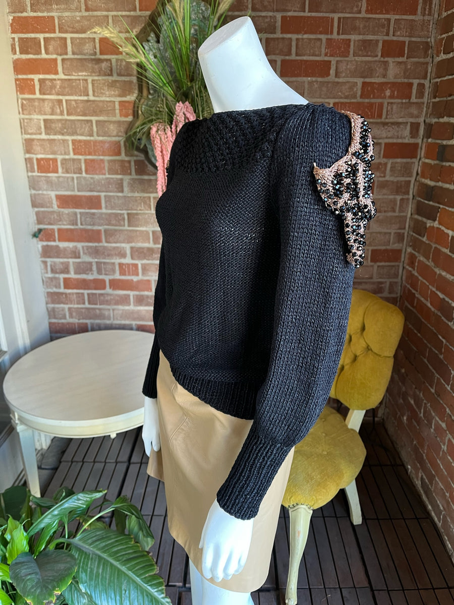 1980s Beaded Knit Sweater